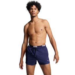 Badeshorts Puma "Puma SWIM MEN LOGO SHORT SHORTS 1P", Herren, Gr. L, N-Gr, navy, Web, Obermaterial: 100% Polyester, unifarben, Badehosen Badeshorts, Seitentaschen, Ges&auml;&szlig;tasche mit Rei&szlig;verschluss, Kordelzug