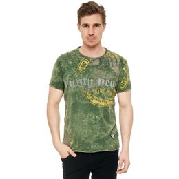 T-Shirt Rusty Neal, Herren, Gr. L, gr&uuml;n (khaki), 100% Baumwolle, bedruckt, normal, Rundhals, Shirts T-Shirt, mit eindrucksvollem Print