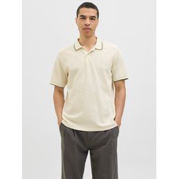 Jack & Jones Poloshirt JACK & JONES "JJEAUSTIN POLO SS NOOS", Herren, Gr. M, wei&szlig; (antique wei&szlig; detail:play), Jersey, Obermaterial: 58% Polyester, 40% Baumwolle, 2% Elasthan, unifarben, regular fit normal, ohne Ausschnitt, gerader Abschluss, Shirts, Materialmix, regular fit