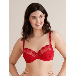 B&uuml;gel-BH Conturelle "Provence", Damen, Gr. 100, Cup B, rot (tango rot), Obermaterial: 66% Polyamid, 24% Polyester, 10% Elasthan, BHs B&uuml;gel-BH, Dekorativer Au&szlig;entr&auml;ger ist elastisch und l&auml;ngenverstellbar