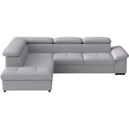 Sit & More Ecksofa SIT & MORE "Viola", silber, B:249cm H:73cm T:226cm, 100% Polyester, Sofas, Ecksofa, optional Bettfunktion