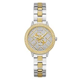Quarzuhr Guess "G LACE", gold (silbergoldfarben), Armbanduhren, Damen, Quarzuhr, Armbanduhr, Damenuhr, Edelstahlarmband, Kristallsteine