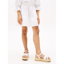 Webrock Tommy Hilfiger "EMBROIDERED TAPE SKIRT", M&auml;dchen, Gr. 14 (164), wei&szlig;, Web, Obermaterial: 100% Baumwolle, unifarben, regular fit kniefrei, R&ouml;cke, f&uuml;r Kinder bis 16 Jahre, mit Stickerei
