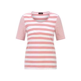 Kurzarmshirt GOLDNER "Streifenshirt aus softer Baumwollmischung", Damen, Gr. 38, rosa (ros&eacute;, wei&szlig;, geringelt), Obermaterial: 50% Baumwolle CO. 50% Modal CMD., Modisch, Gerade, Shirts, stretchbequemer Viskosejersey
