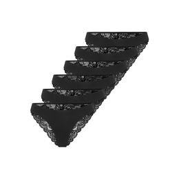Slip Only "Slip ONLCHLOE LACE BRAZIL 6P 6er Pack", Damen, Gr. M, schwarz, Obermaterial: 90% Polyamid PA. 10% Elasthan EL., Unterhosen Slip