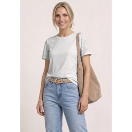 T-Shirt Street One, Damen, Gr. 34, sanftes wei&szlig;, Stoff, 50% Modal, 50% Baumwolle, unifarben, comfort fit normal, Rundhals, normaler Saum, Shirts T-Shirt, mit Spitze