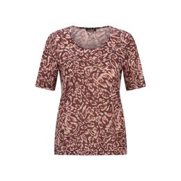 Kurzarmshirt GOLDNER "Viskoseshirt mit abstraktem Floraldruck", Damen, Gr. 38, rot (rostrot, koralle, gemustert), Obermaterial: 50% Polyester PES. 50% Viskose CV., Modisch, Gerade, Shirts, stretchbequemer Viskosejersey