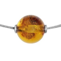 Collier OSTSEE-SCHMUCK "OSTSEE-SCHMUCK Collier Bernsteinkugel 13 mm" Gr. 45, silber, Halsketten, Damen, 45cm, Bernstein, L: 42, Collier