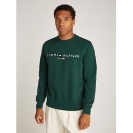 Sweatshirt Tommy Hilfiger "TOMMY LOGO", Herren, Gr. 3XL, gr&uuml;n (ornamental gr&uuml;n), Sweatware, Obermaterial: 70% Baumwolle, 30% Polyester, normal h&uuml;ftbedeckend, Rundhals, eingesetzt Rippb&uuml;ndchen, Sweatshirts Sweatshirt, unifarben, casual, regular fit, Baumwollmix, Rundhals