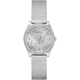 Quarzuhr Guess "BOA", silber (silberfarben), Armbanduhren, Damen, Quarzuhr, Armbanduhr, Damenuhr, Kristallsteine, Mineralglas, Edelstahlarmband