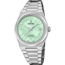 Quarzuhr Festina "Riv&eacute; Collection", silber (silberfarben, hellgr&uuml;n), Armbanduhren, Damen, Quarzuhr, Armbanduhr, Damenuhr, Swiss Made, Saphirglas, bis 10 bar wasserdicht