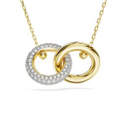 Kette mit Anh&auml;nger Swarovski "DEXTERA INTERLINKED", gold (gelbgoldfarben, kristallwei&szlig;), Halsketten, Damen, Metall, L: 45 B: 27mm, mit Swarovski Kristall, B:27mm