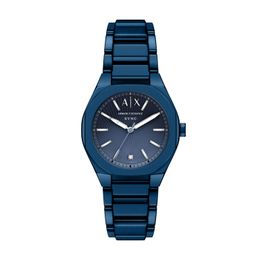 Quarzuhr Armani Exchange, blau, Armbanduhren, Damen, Quarzuhr, Armbanduhr, Damenuhr, Edelstahlarmband, analog, Diamant