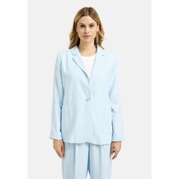 Jackenblazer Milano Italy, Damen, Gr. 38, blau (light blau), Material: 90% Modal, 10% Polyester, Futter: 100% Polyester, unifarben, normal, tiefer V-Ausschnitt, eingesetzt gerader Abschluss, Blazer