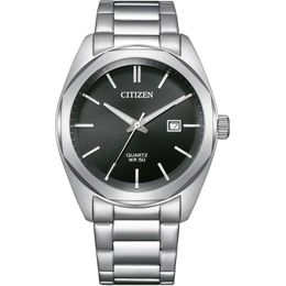 Quarzuhr Citizen, silber (silberfarben, schwarz), Armbanduhren, Damen, Quarzuhr, Armbanduhr, Damenuhr, Herrenuhr, Edelstahlarmband, analog, Tag