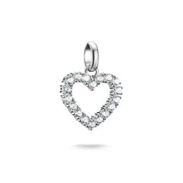 Charm Herz Thomas Sabo "Charm Herz - Connect", silber (silberfarben, kristallwei&szlig;, kristallwei&szlig;), Charms, Damen, Silber 925 (recycelt), mit Rubin (synth.), Zirkonia (synth.)