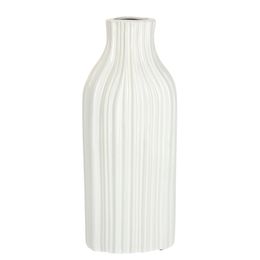 Dekovase I.GE.A. "Blumenvase aus Keramik, geriffelt, bauchig, gl&auml;nzend, Keramikvase", wei&szlig;, B:12cm H:30cm T:7cm, Keramik, Vasen, Deko-Vase f&uuml;r Blumen, Pampasgras, Trocken- oder Kunstblumen u. Zweige