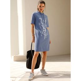 Shirtkleid Classic Basics "Sweatkleid", Damen, Gr. 54, Normalgr&ouml;&szlig;en, taubenblau, silberfarben, Jersey, 100% Baumwolle, bedruckt, gemustert, kurz, Kleider Shirtkleid