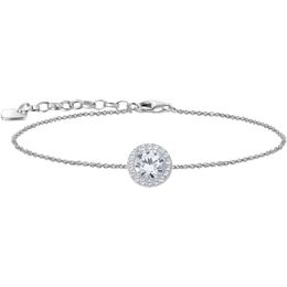 Armband Thomas Sabo "Schmuck Silber 925 Armkettchen mit Halo-Anh&auml;nger" Gr. 19, silber (silberfarben, kristallwei&szlig;, kristallwei&szlig;), Armb&auml;nder, Damen, 19, Silber 925 (recycelt), Armband, mit Zirkonia (synth.)
