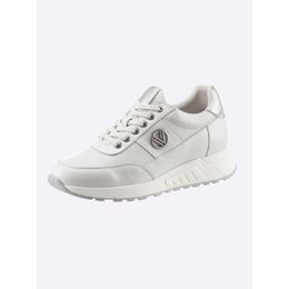 Sneaker Heine, Damen, Gr. 36, grau (wei&szlig;), Glattleder, Leder, Schuhe Sneaker