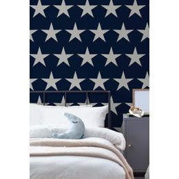 Vliestapete next "STARS Blau Vliestapete 10mx52cm", blau, B:0,52m H:0m L:10m, Vlies, Tapeten, Sterne Marine 10mx52cm