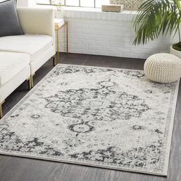 Teppich LIVABLISS "Teppich MUNICH", grau, B:200cm H:11,43mm L:275cm, Kunstfaser, Teppiche, Teppich, Vintage Orient Teppich im Boho Stil