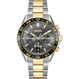 Chronograph BOSS "RUNNER", silber (silberfarben, goldfarben), Armbanduhren, Herren, Chronograph, Quarzuhr, Herrenuhr, Armbanduhr, Stoppfunktion, Edelstahlarmband
