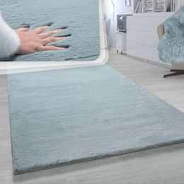 Fellteppich Paco Home "Rabbit 780", blau (t&uuml;rkis), B:200cm H:26mm L:200cm, Polyester, Teppiche, Fellteppich, Kunstfell, Kaninchenfell-Haptik, ein echter Kuschelteppich, Uni-Farben