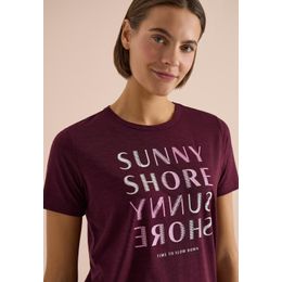 T-Shirt Cecil, Damen, Gr. M (40), sweet grape rot, Stoff, 65% Polyester, 35% Viskose, bedruckt, comfort fit normal, Rundhals, normaler Saum, Shirts T-Shirt, mit Rundhalsausschnitt