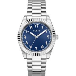 Quarzuhr Guess "CONNOISSEUR", silber (silberfarben,blau), Armbanduhren, Herren, Quarzuhr, Armbanduhr, Herrenuhr, Edelstahlarmband, analog