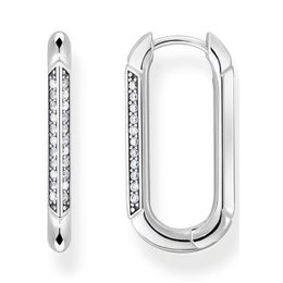 Paar Creolen Thomas Sabo "silber", bunt (silberfarben, wei&szlig;, kristallwei&szlig;), Ohrringe, Damen, Silber 925 (recycelt), mit Zirkonia (synth.)