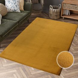 Hochflor-Teppich Carpet City "TOPIA 400", gelb (amber), B:80cm H:21mm L:150cm, Polyester, Teppiche, Kunstfell-Teppich mit Kaninchenfell-Optik, Haptik, Schlafzimmer