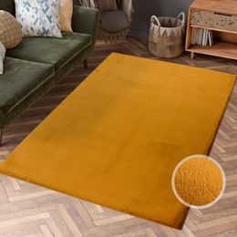 Hochflor-Teppich Carpet City "TOPIA 400", gelb (amber), B:160cm H:21mm L:230cm, Polyester, Teppiche, Kunstfell-Teppich mit Kaninchenfell-Optik, Haptik, Schlafzimmer