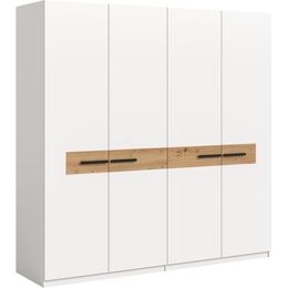 Kleiderschrank Home Affaire "NIEL, Schlafzimmerschrank, Garderobe, Schrank", wei&szlig;, eiche artisan, B:200cm H:200cm T:55cm, FSC-zertifizierter Holzwerkstoff, Schr&auml;nke, Kleiderschrank, Kleiderschrank, Schrank, Schlafzimmer, Jugendzimmer