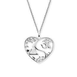 Kette mit Anh&auml;nger Engelsrufer "Yin Yang Herz Balance Buddha und Om", schwarz (silberfarben, kristallwei&szlig;, schwarz), Halsketten, Damen, Silber 925 (Sterlingsilber), L: 50 B: 1,42mm, Made in Germany - mit Zirkonia (synth.), B:1,42mm