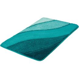 Badematte Kleine Wolke "Serenade" Gr. 2, blau (t&uuml;rkis), H:20mm, Kunstfaser, Badematten, Badematte, Badteppich, Wellen Design, Farbverlauf, Hoch-Tief Effekt, waschbar