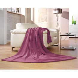 G&ouml;zze Wohndecke G&Ouml;ZZE "Memphis", lila (beere), B:220cm L:240cm, Polyester, Wohndecken, Wohndecke, in tollen Unifarben, Kuscheldecke
