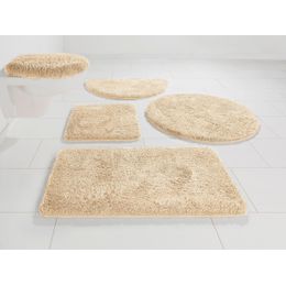 Badematte Bruno Banani "Lana, Badvorleger, Badezimmer Teppich" Gr. 12, beige, 3-tlg. H&auml;nge-WC Set, 3 Stk., Polyacryl, Badematten, Badematte, Badteppich, Badematten, unifarben, auch als 3 teiliges Set & rund