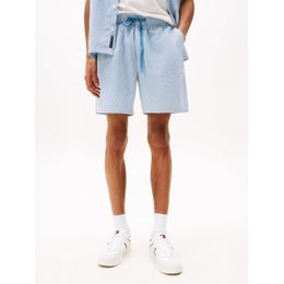 Shorts Tommy Jeans "TJM SEERSUCKER STP BEACH SHORT", Herren, Gr. L, N-Gr, blau (colorado blau stripes), Web, Obermaterial: 100% Baumwolle, gestreift, Hosen Shorts, fein gestreift