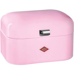 Brotkasten Wesco "Single Grandy - Brotdose", pink, B:26,8cm H:17,5cm L:22cm, Stahlblech, Lebensmittelaufbewahrungsbeh&auml;lter, Brotkasten, L&uuml;ftungsl&ouml;cher auf der R&uuml;ckseite, Metallschaniere