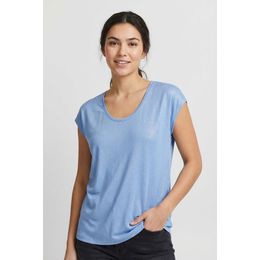 Kurzarmshirt Pieces "PCALICE SS GLITTER TEE JRS NOOS BC", Damen, Gr. L, hydrangea detail:glitter silber, Jersey, Obermaterial: 95% Viskose, 5% Elasthan, gl&auml;nzend, unifarben, regular fit normal, tiefer Rundhals, Shirts, Viskosemischung, loose fit