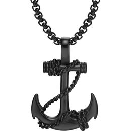 Kette mit Anh&auml;nger Firetti "Schmuck Geschenk Edelstahl Halsschmuck Halskette Venezianerkette Anker", schwarz, Halsketten, Damen, Edelstahl, L: 55