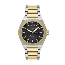 Quarzuhr Armani Exchange, edelstahlfarben, gelbgoldfarben, Armbanduhren, Herren, Quarzuhr, Armbanduhr, Herrenuhr, Edelstahlarmband, analog, Tag