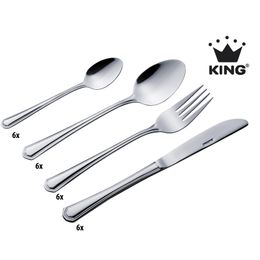 Besteck-Set King "&raquo;D&uuml;sseldorf&laquo;", edelstahlfarben, 24 Stk., Edelstahl 18/0, Essbesteck-Sets, Besteck im zeitlosen Design