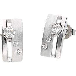 Paar Ohrstecker Firetti "Schmuck Geschenk Ohrschmuck Ohrringe matt glanz", silber (silberfarben, kristallwei&szlig;, kristallwei&szlig;), Ohrringe, Damen, Messing, mit Zirkonia (synth.)