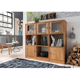 Regalelement Home Affaire "Ecko", beige (naturfarben), B:136cm H:125cm T:34cm, Massivholz, Regale, aus sch&ouml;nem massivem Wildeichenholz, Breite 136 cm