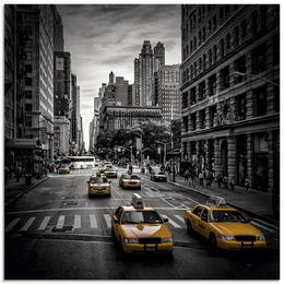 Glasbild Artland "New York City Verkehr 5th Avenue", schwarz (farbe bild(er): schwarz), B:50cm H:50cm, Bilder, in verschiedenen Gr&ouml;&szlig;en