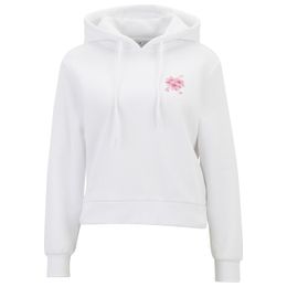 Kapuzenpullover MISS TEE "Miss Tee Self Love Club Hoody", Damen, Gr. XS, wei&szlig;, 65% Baumwolle, 35% Polyester, mehrfarbig, normal, ohne Ausschnitt, Pullover Kapuzenpullover