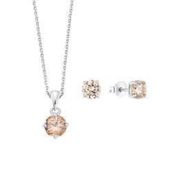 Schmuckset Amor "9965199", orange (silberfarben, apricot, champagner), Schmuck_Sets, Damen, Silber 925 (Sterlingsilber), Schmuckset, mit Zirkonia (synth.)