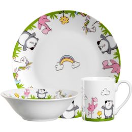 Kindergeschirr-Set Leonardo "BAMBINI", bunt (mehrfarbig), 3 Stk., Porzellan, Geschirr-Sets, Einhorn/Panda/Flamingo